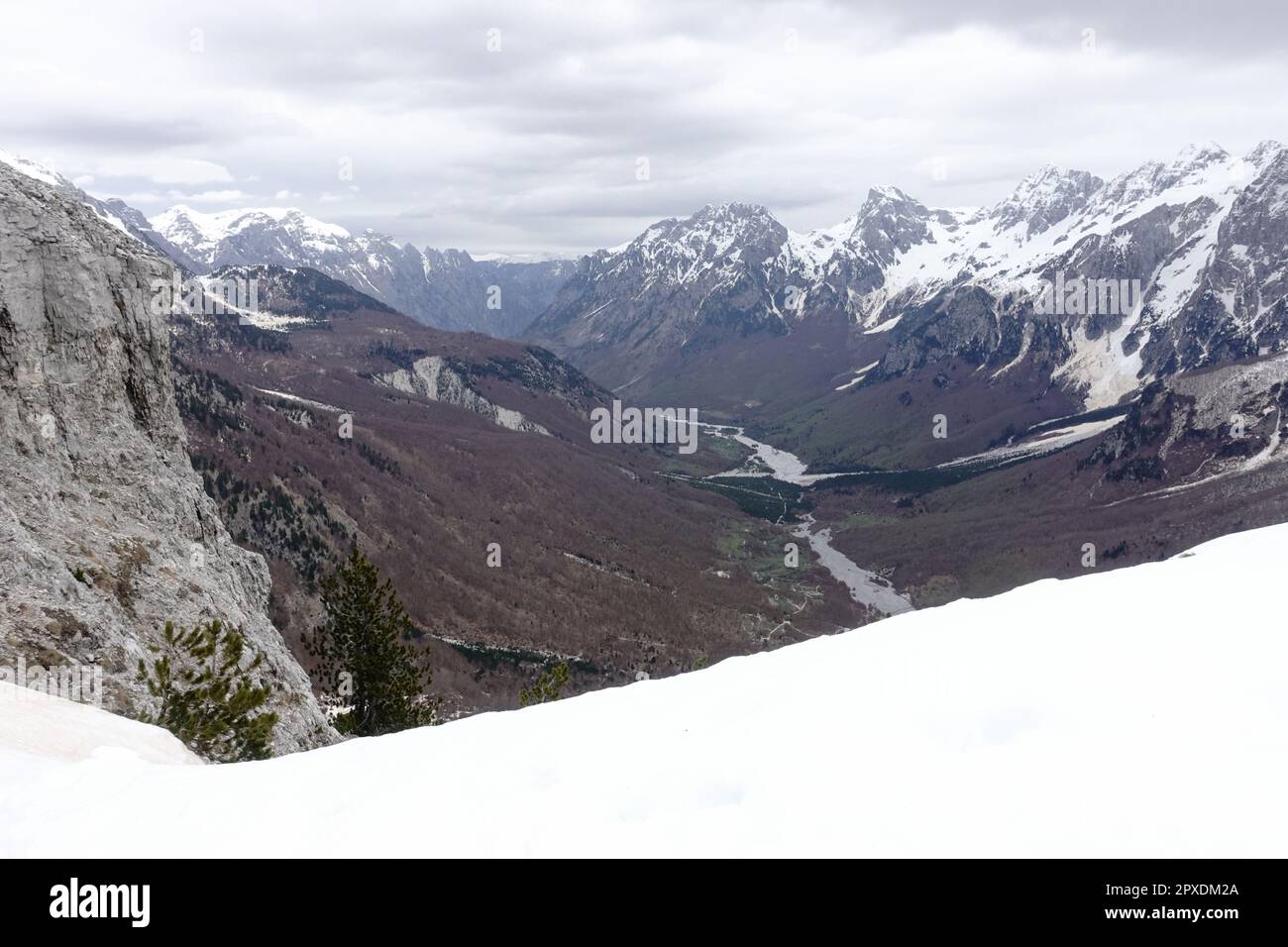 View down over the Valbona Valley from the pass on the Theth to Valbone ...