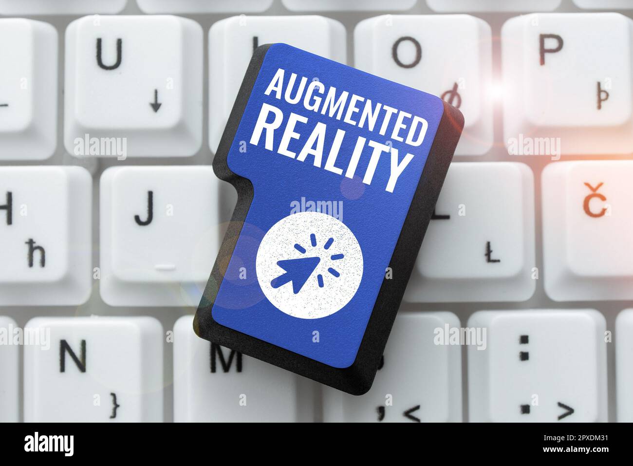 Text sign showing Augmented Reality, Word for technology that imposes ...