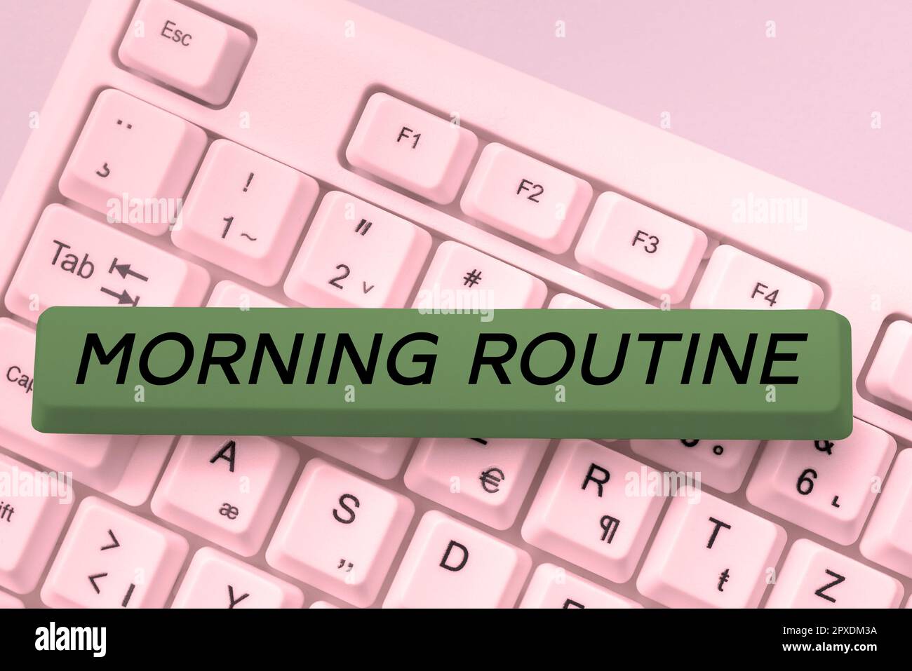 Conceptual caption Morning Routine, Business overview initiation of ...