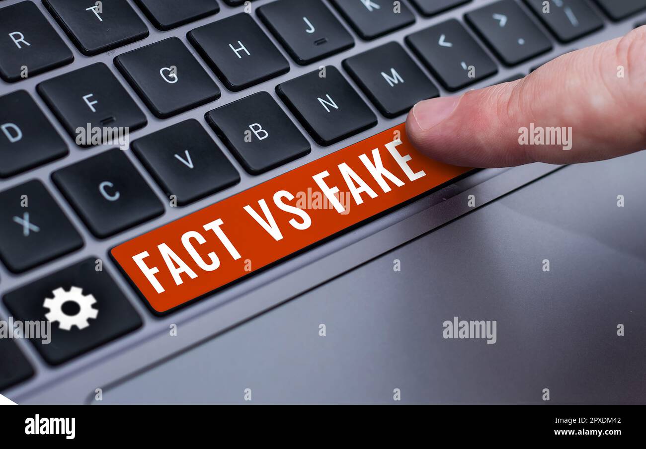 Hand writing sign Fact Vs Fake, Word Written on Is it true or is false ...