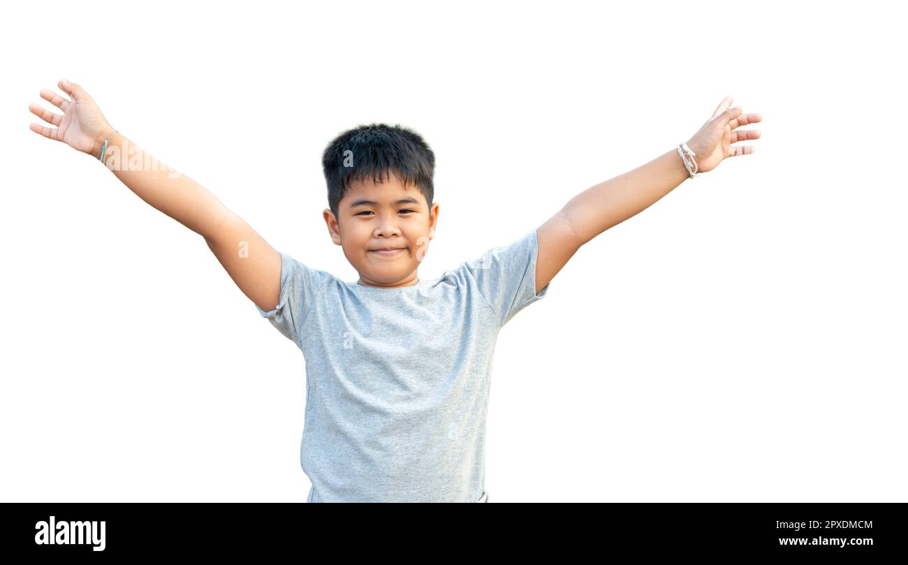 Portrait of smiling boy isolated on white background Stock Photo - Alamy