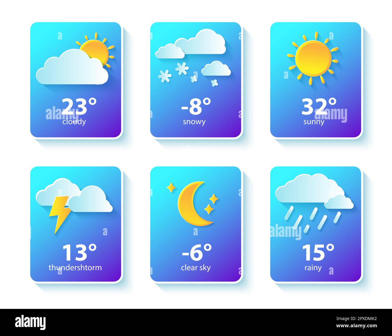 Website or mobile app ui icon set for weather forecast. Paper cut ...