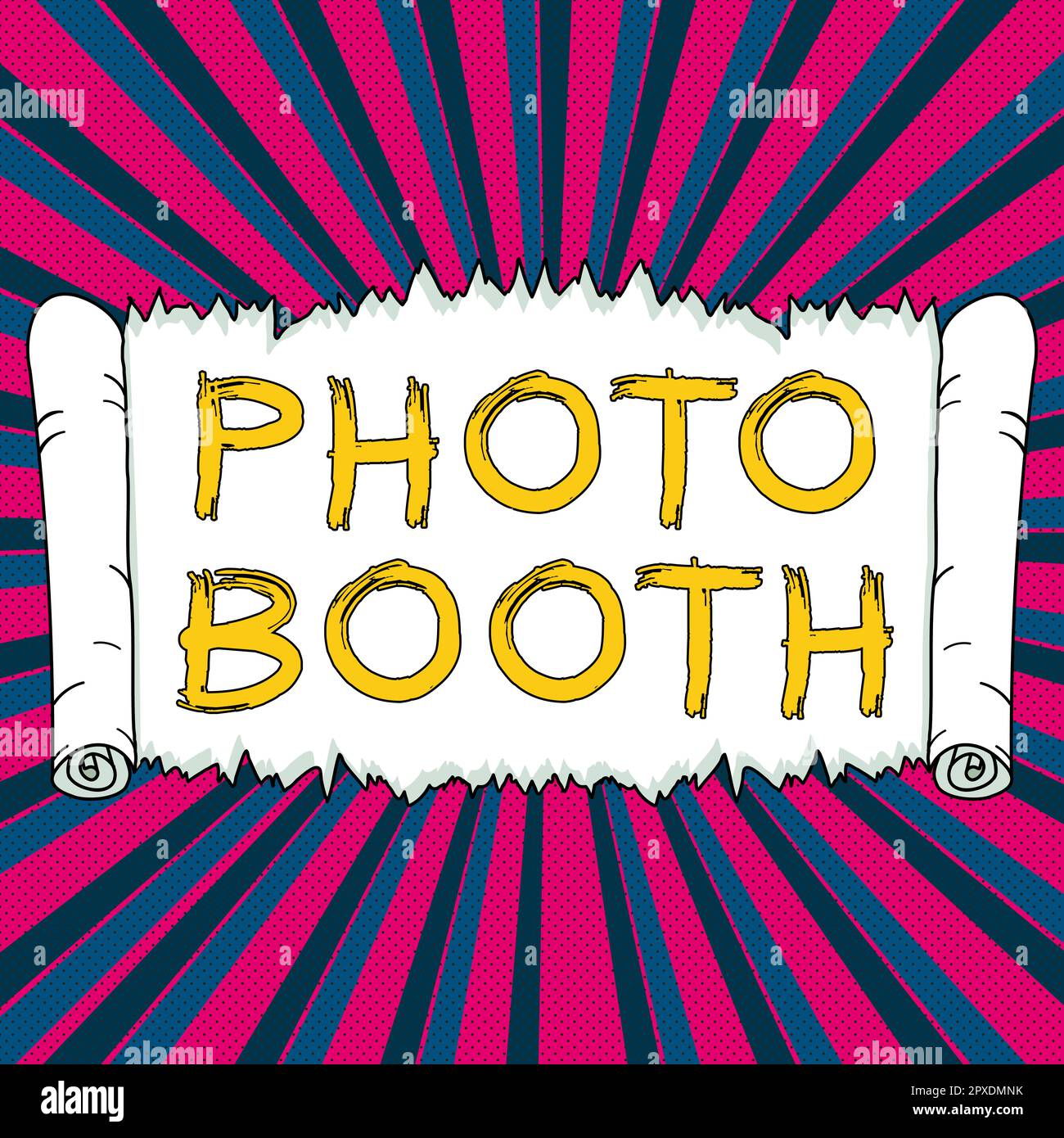 Text caption presenting Photo Booth, Word Written on form of photo ...