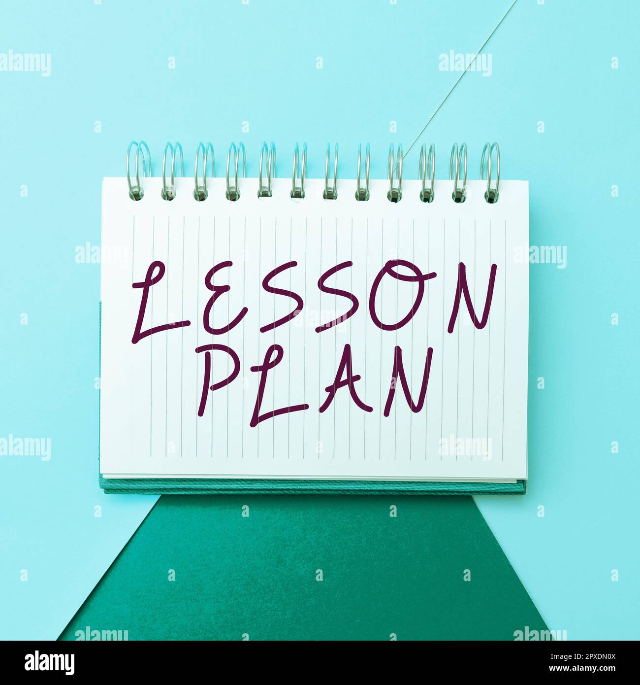 Sign displaying Lesson Plan, Word Written on a teacher's detailed ...