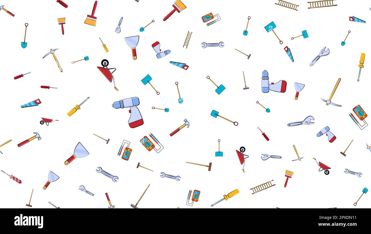 Texture, seamless pattern from a set of construction tools for repair ...