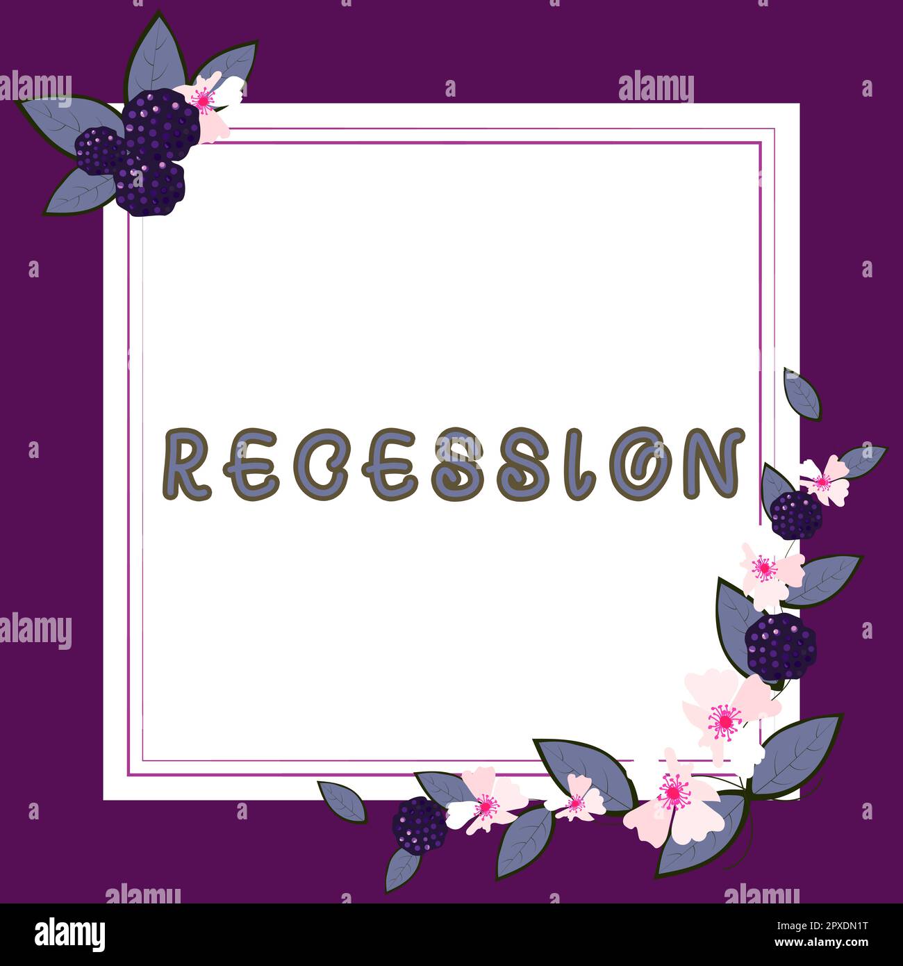 Handwriting text Recession, Concept meaning the process of progressive decrease in growing ...