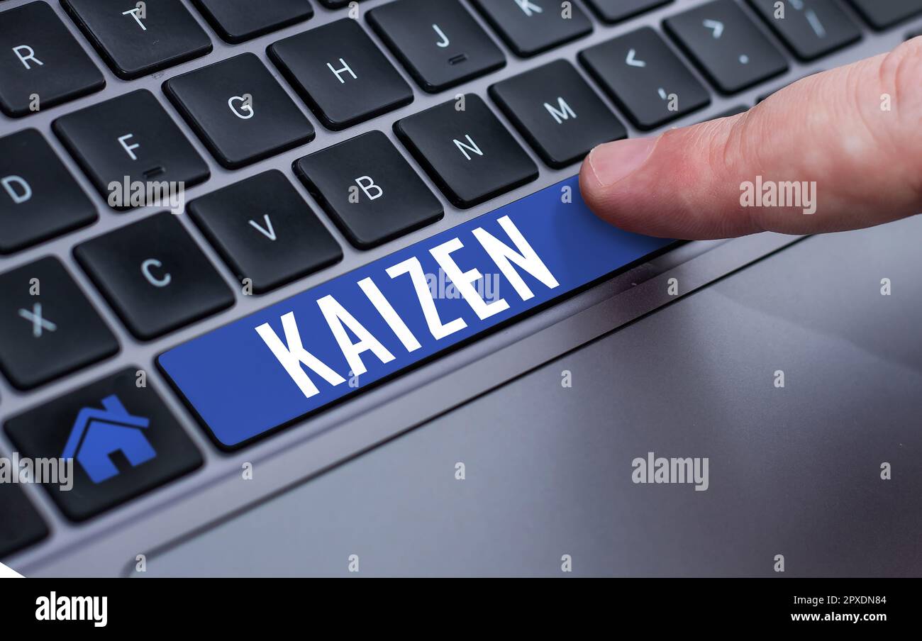 Conceptual caption Kaizen, Word Written on a Japanese business ... Conceptual caption Kaizen, Word Written on a Japanese business ...