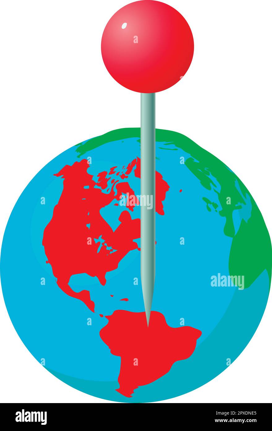 World pointer icon isometric vector. Planet earth globe with red gps pin icon. Location ...
