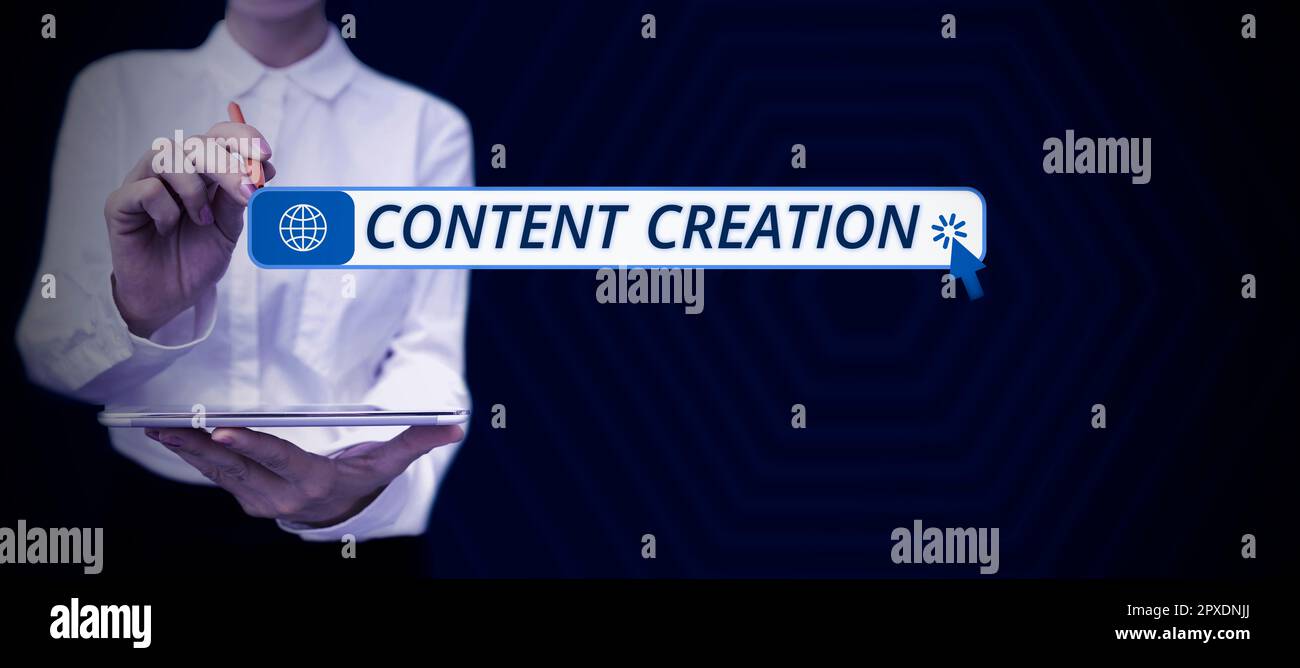 Text caption presenting Content Creation, Word for contribution of ...