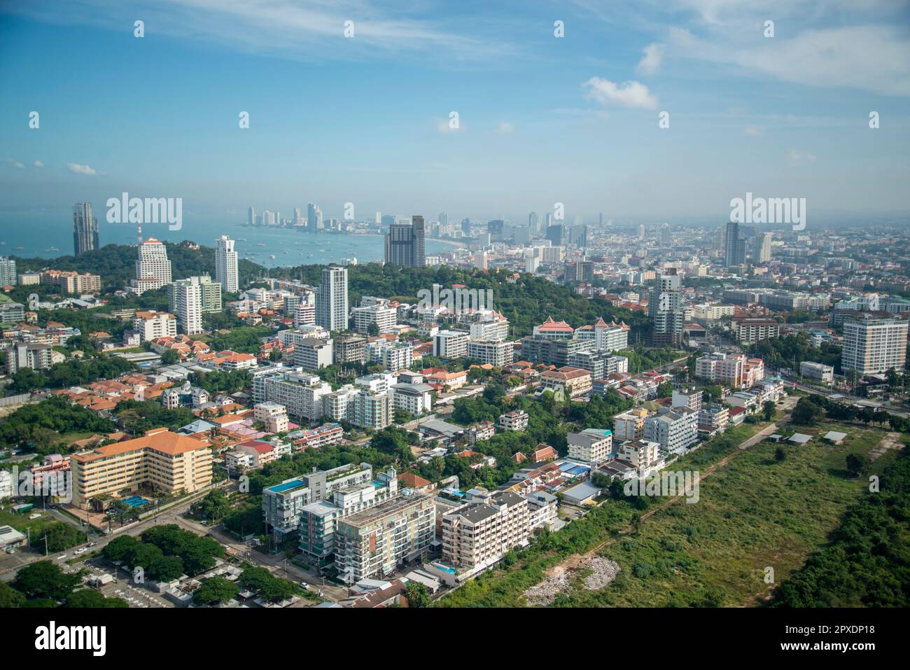 the view of the Town of Jomtien from the Pattaya Park Tower in the city of Jomtien near Pattaya ...