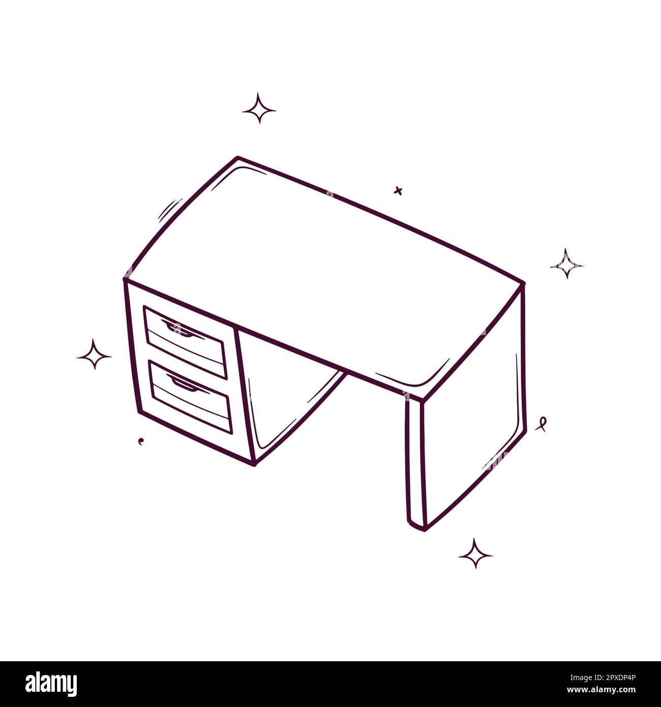 Office Desk. Hand drawn icon. Hand Drawn Vector Illustration Stock ...