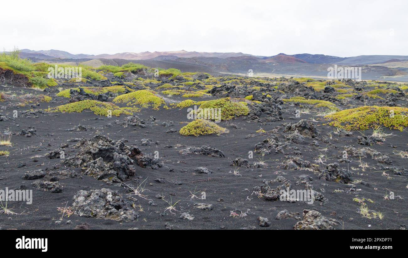 Iceland landscape near Hverfell volcano. Hverfjall, Iceland landmark ...
