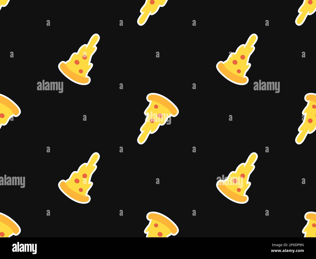 Retro seamless pattern with slice of pizza. Groovy elements. 70s hippie ...
