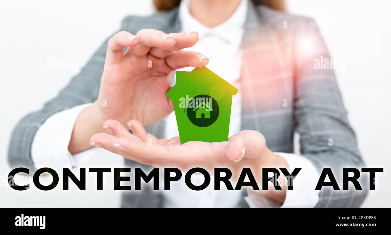 Text showing inspiration Contemporary Art, Word Written on made today ...