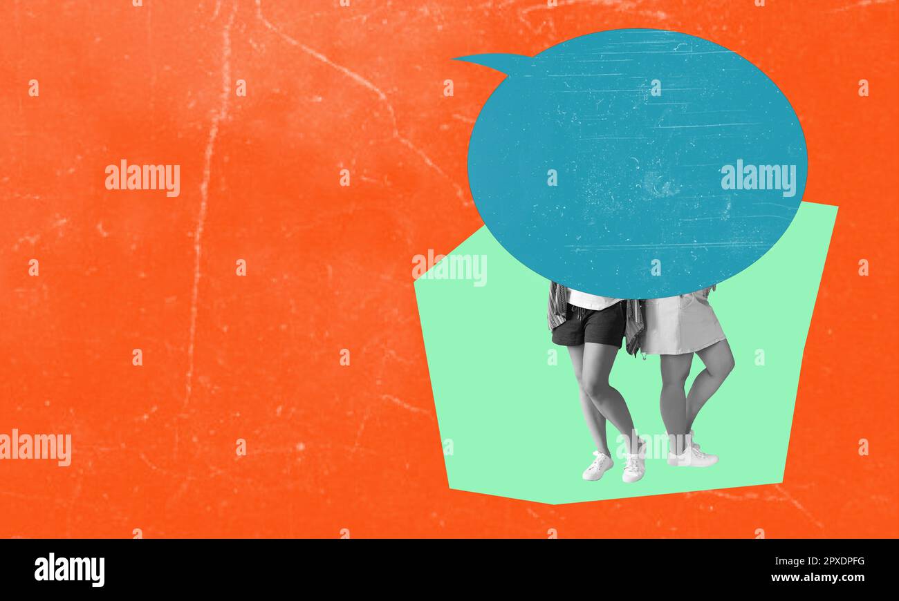 Creative Design. Two girls are covered in a giant speech bubble ...