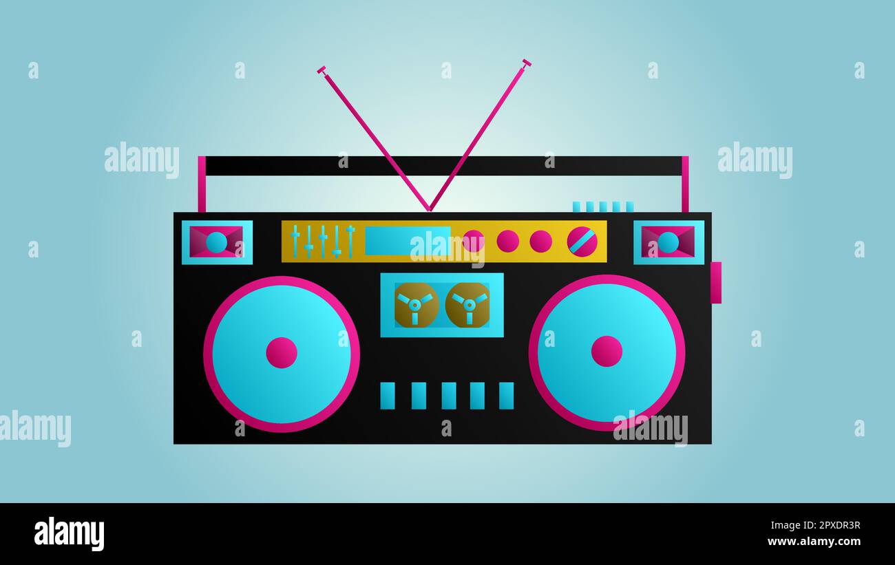 Old beautiful retro hipster music audio tape recorder and cassette from ...