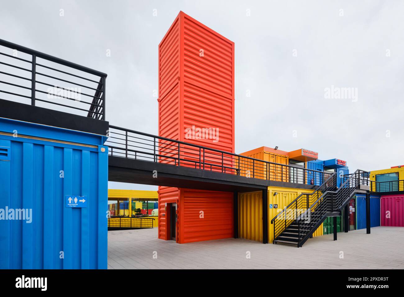 Doha, Qatar - April 2023: Box Park, located at the old Doha Port, is ...