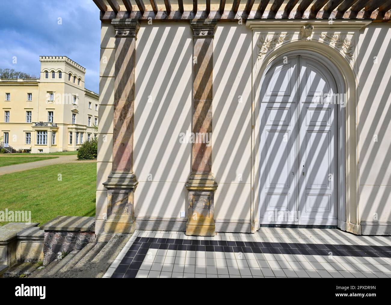 02 May 2023, Brandenburg, Steinhöfel: View of Steinhöfel Castle from ...