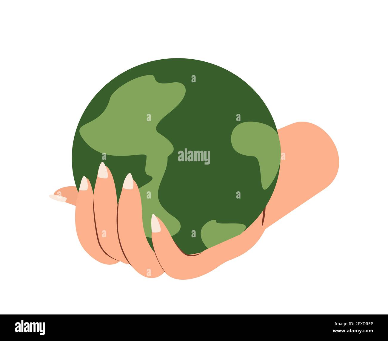 Hand holding planet Earth with green leaves growing on it isolated ...