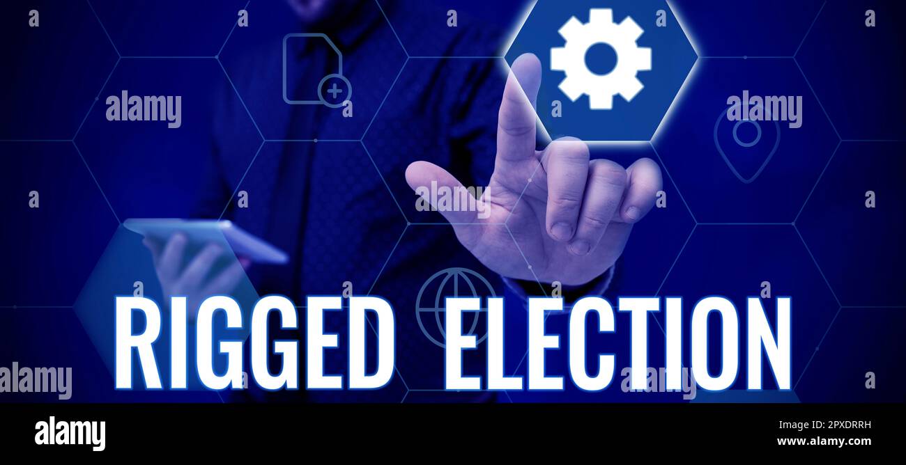 Text sign showing Rigged Election, Internet Concept Manage drilling ...