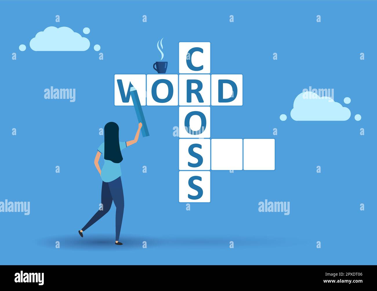 Brain Training crossword. Puzzle Solving Concept. People Have Fun ...