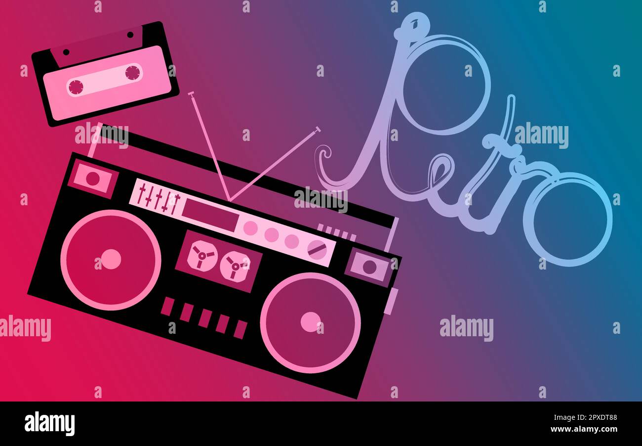 Old retro vintage hipster musical audio tape recorder and audio ...