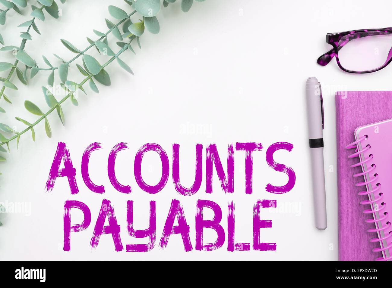 Text caption presenting Accounts Payable, Word for money owed by a ...