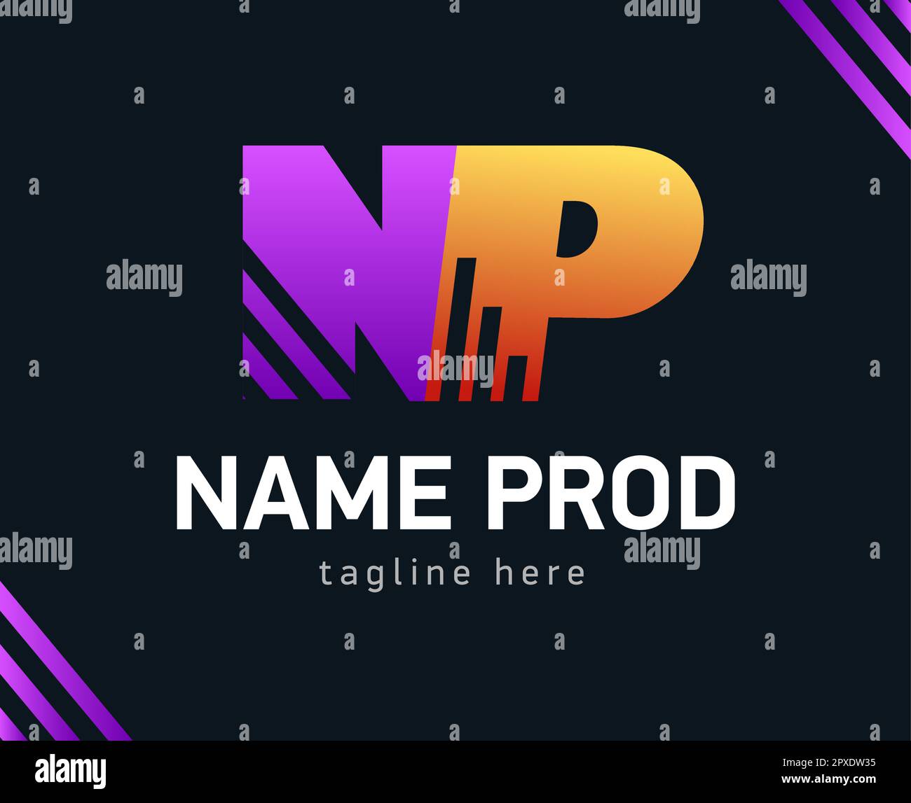 Logo Emblem Monogram NP. Purple and red letter N P with striped, Design ...