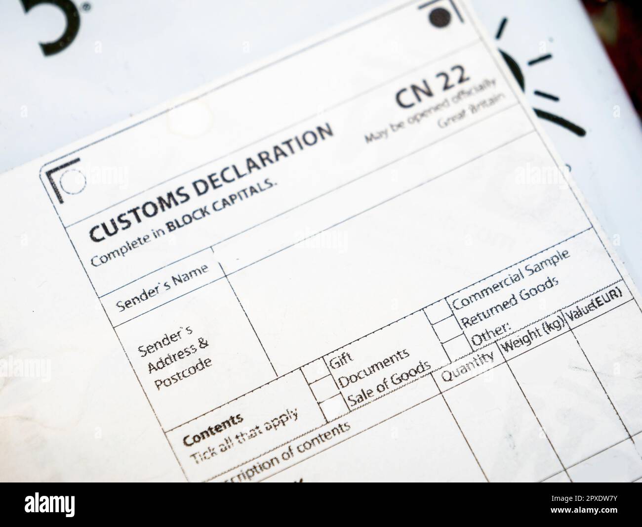 Customs declarataion hi-res stock photography and images - Alamy