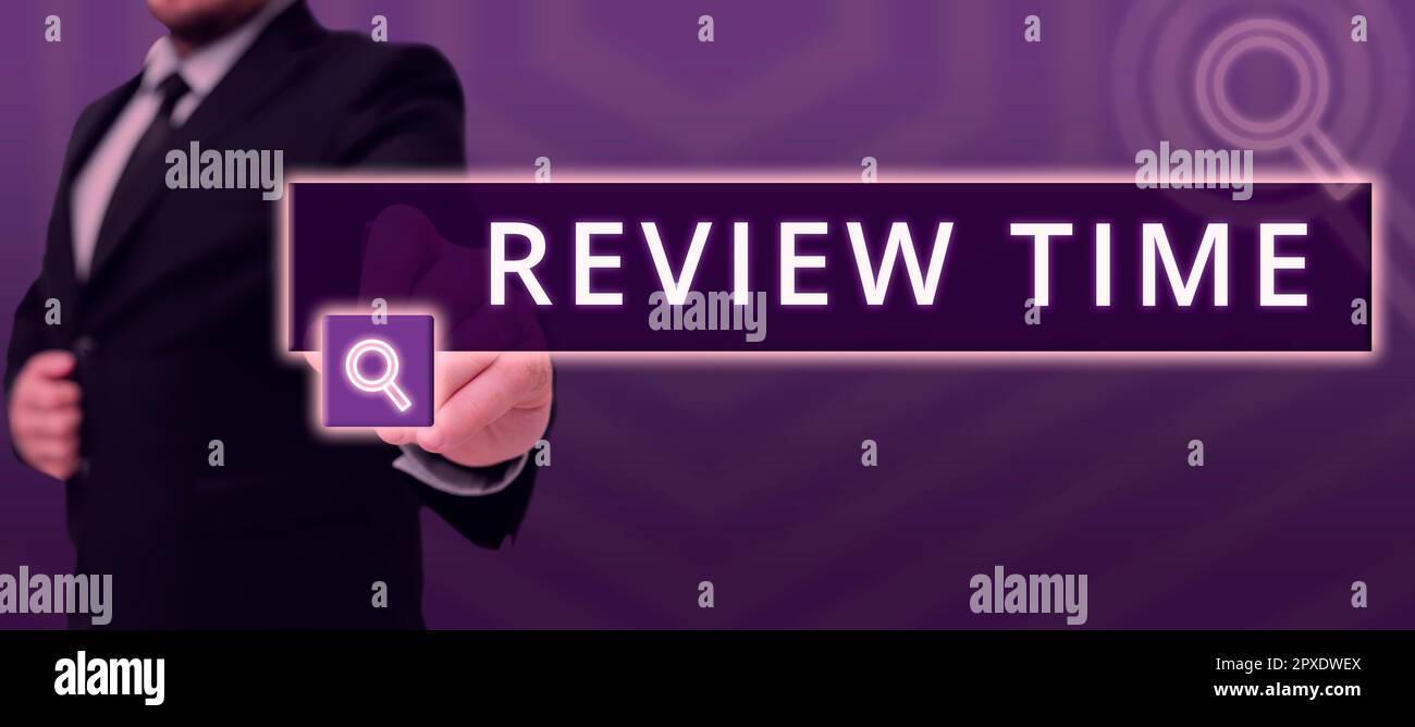 Text showing inspiration Review Time, Word Written on situation or ...