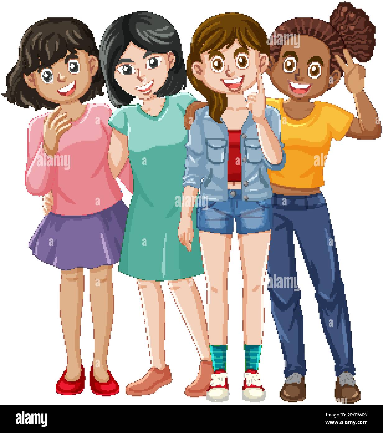 Teenage Friendship Cartoon Character illustration Stock Vector Image ...