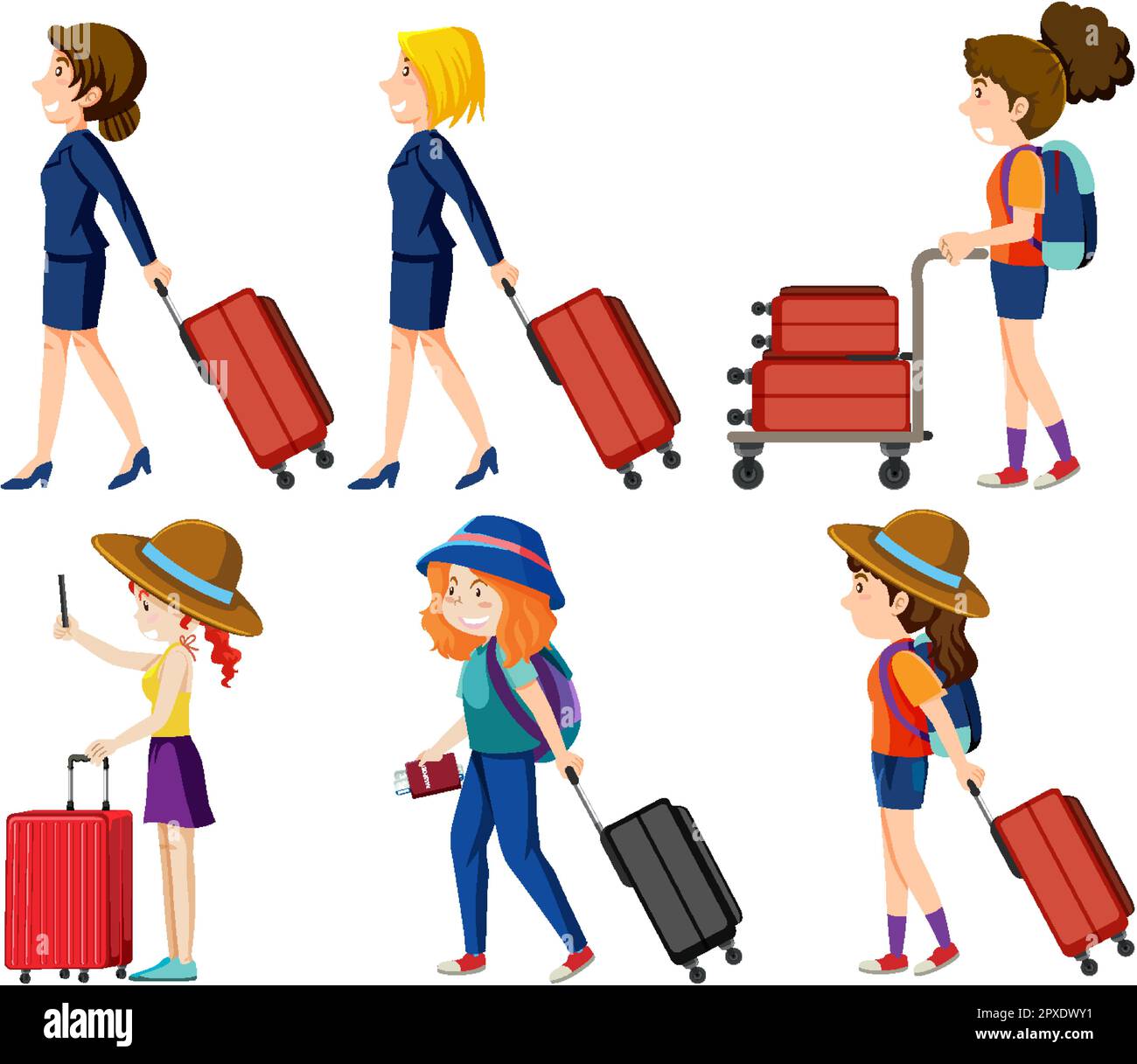 Playful Characters and Tourism Elements Vector Collection illustration ...