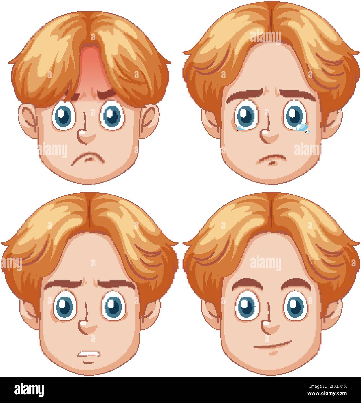 Emotional Expressions of Puberty Boy illustration Stock Vector Image ...