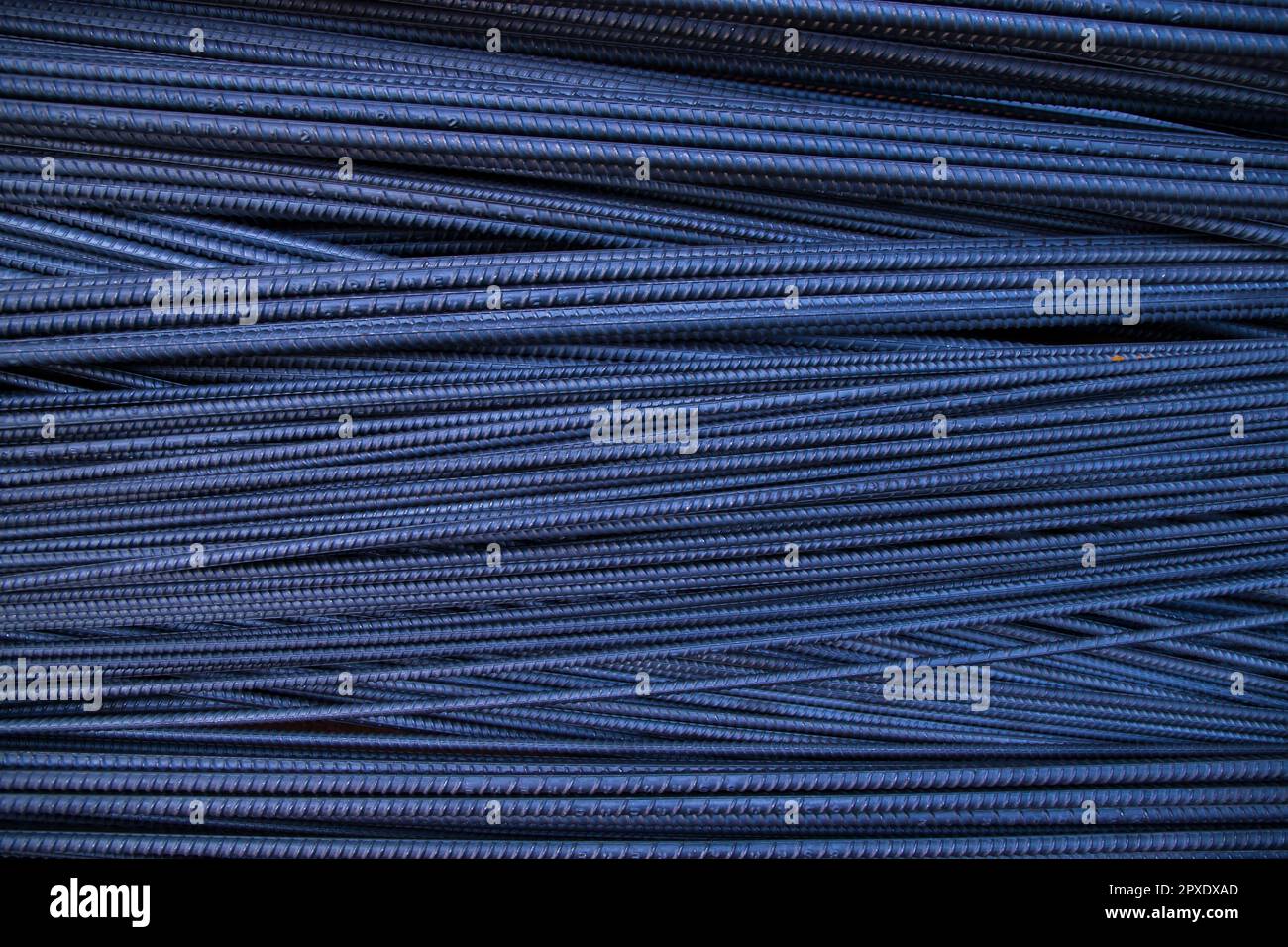 Close-up of blue steel wire for construction and industrial background ...