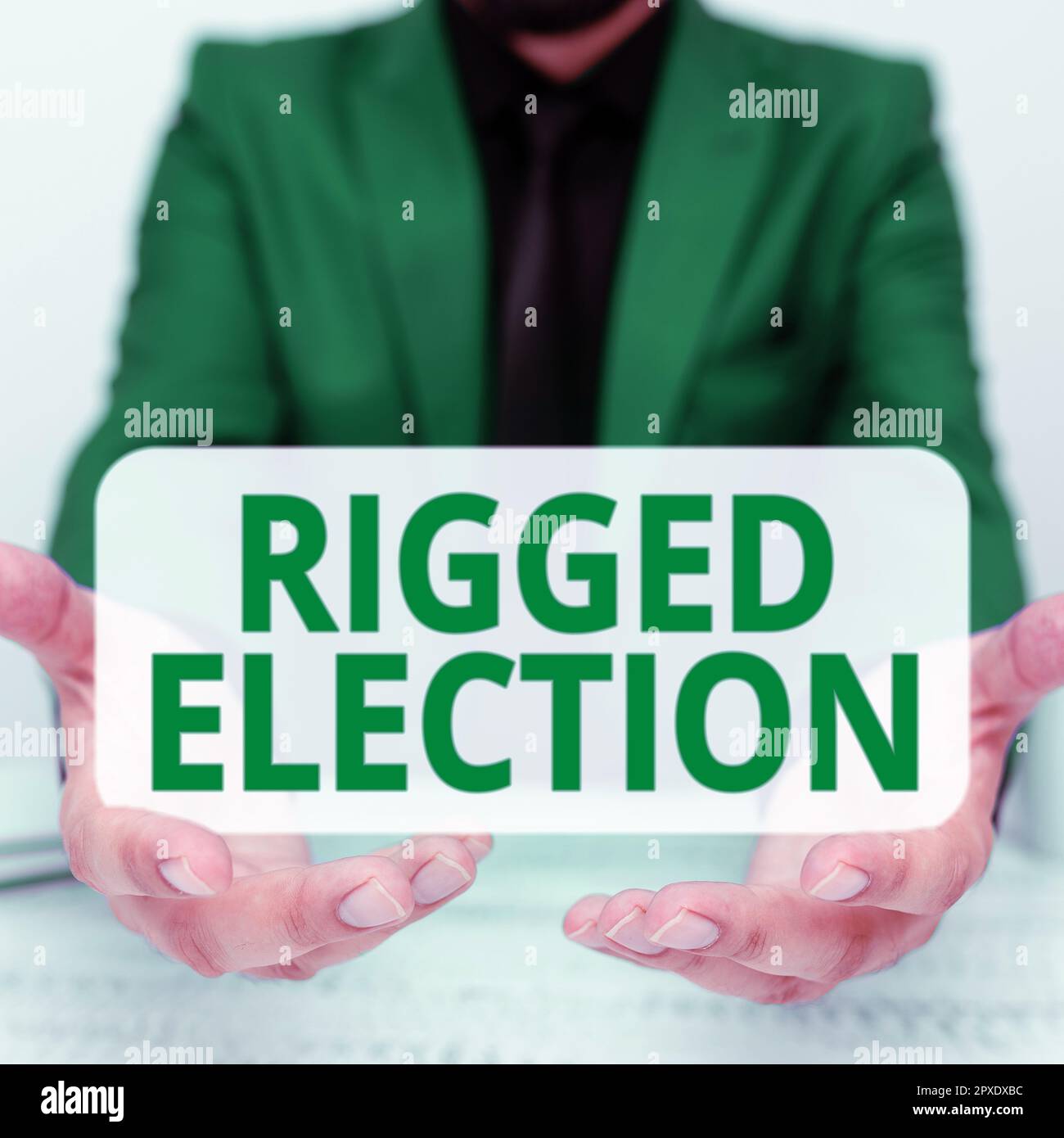 Conceptual caption Rigged Election, Word Written on Manage drilling ...