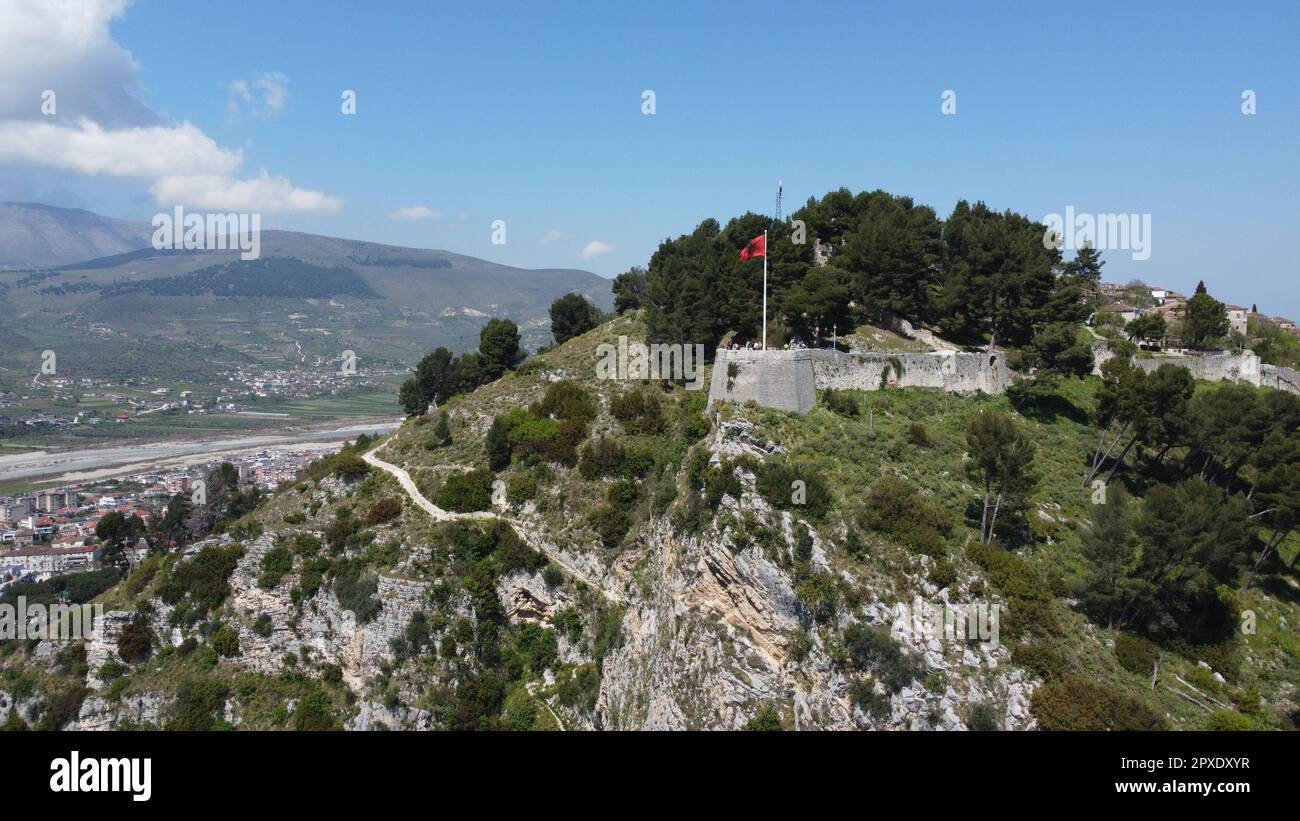 Aerial shot over Berat Castle, Albania Stock Photo - Alamy
