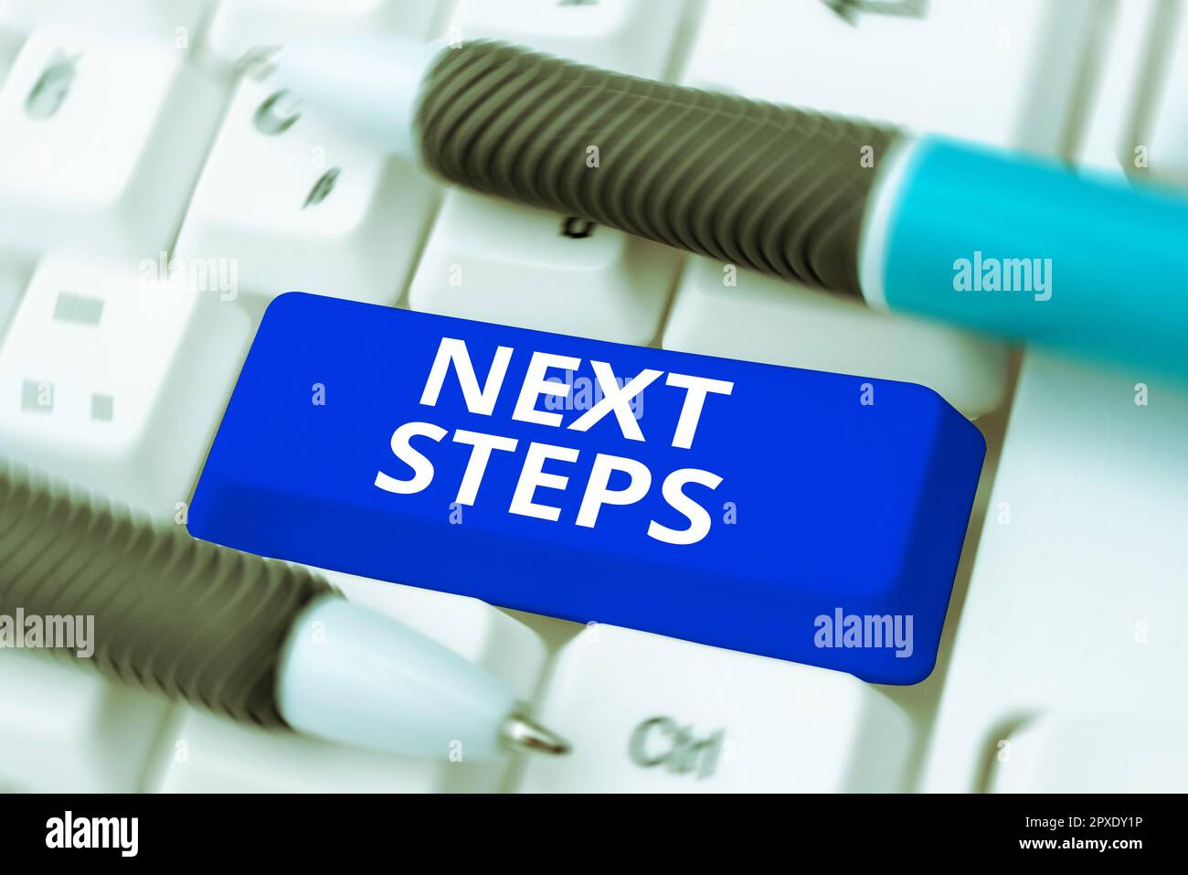 Text caption presenting Next Steps, Business showcase numper of process ...