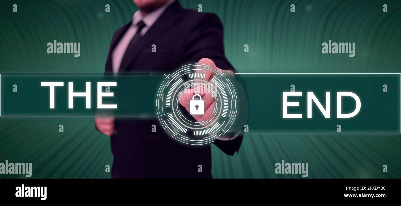 Text sign showing The End, Concept meaning Final part of play ...