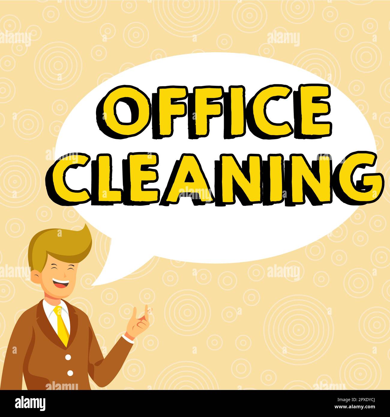 Text caption presenting Office Cleaning, Business overview the action ...