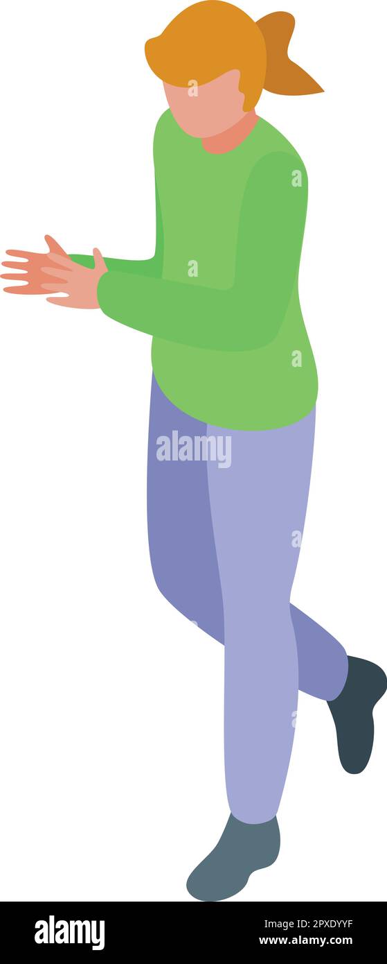 Happy female speak icon isometric vector. Woman character. Girl diverse ...