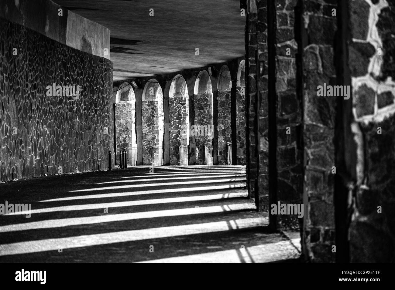 Stone walls entrance Black and White Stock Photos & Images - Alamy
