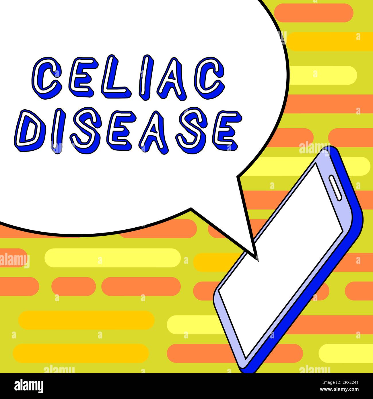 Hand writing sign Celiac Disease, Concept meaning Small intestine is ...