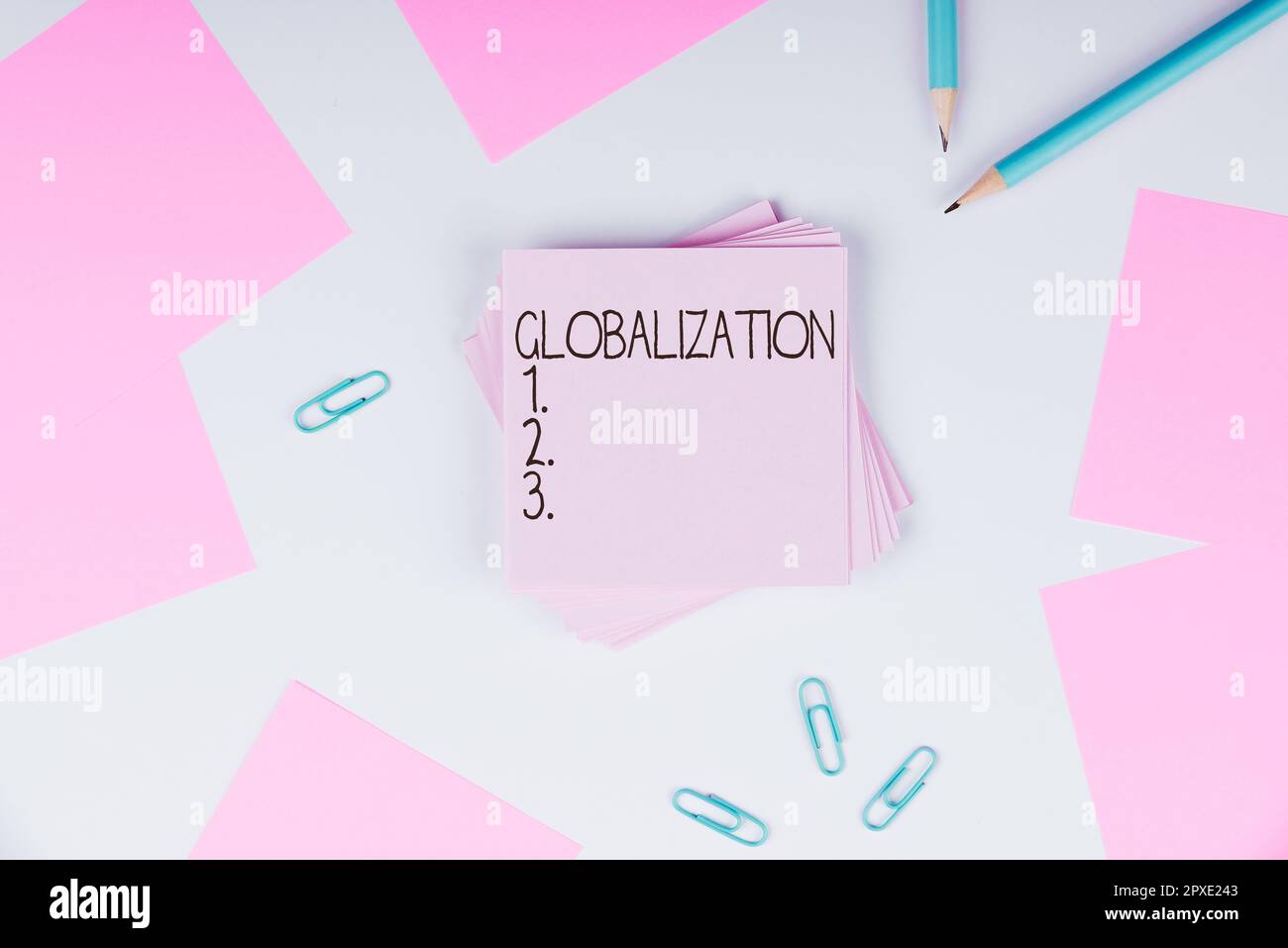 Sign displaying Globalization, Word Written on development of an ...