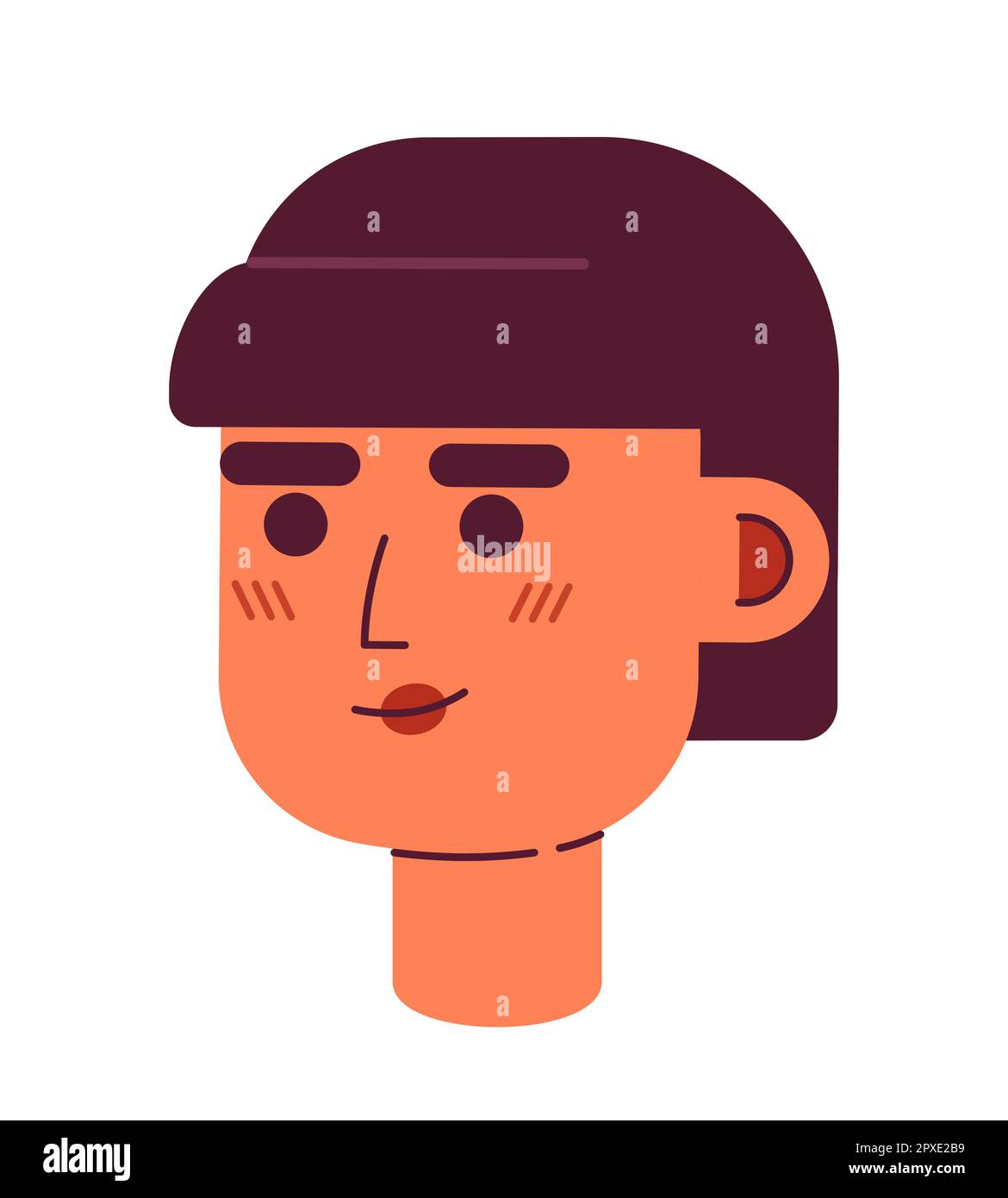 Beautiful short haired woman with restrained smile semi flat vector ...