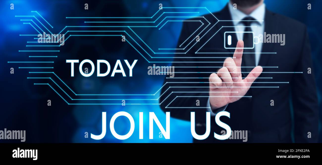 Writing displaying text Join Us, Word Written on Register in community ... Writing displaying text Join Us, Word Written on Register in community ...