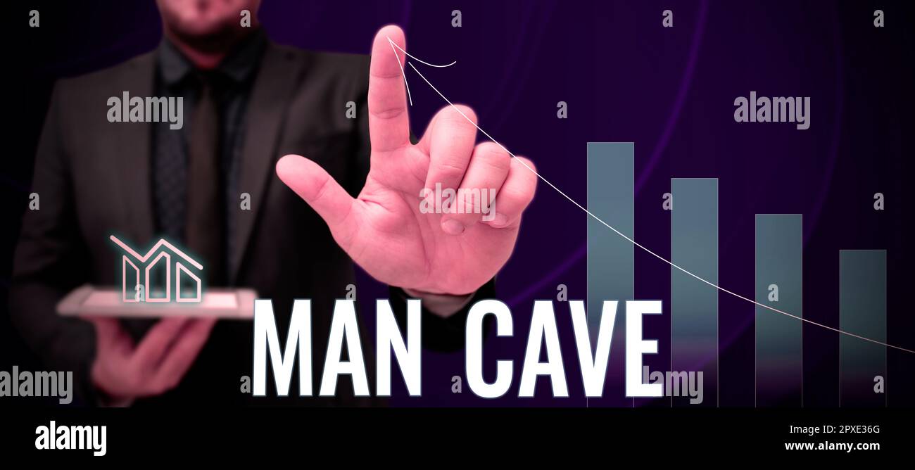 Writing displaying text Man Cave, Concept meaning a room, space or area ...