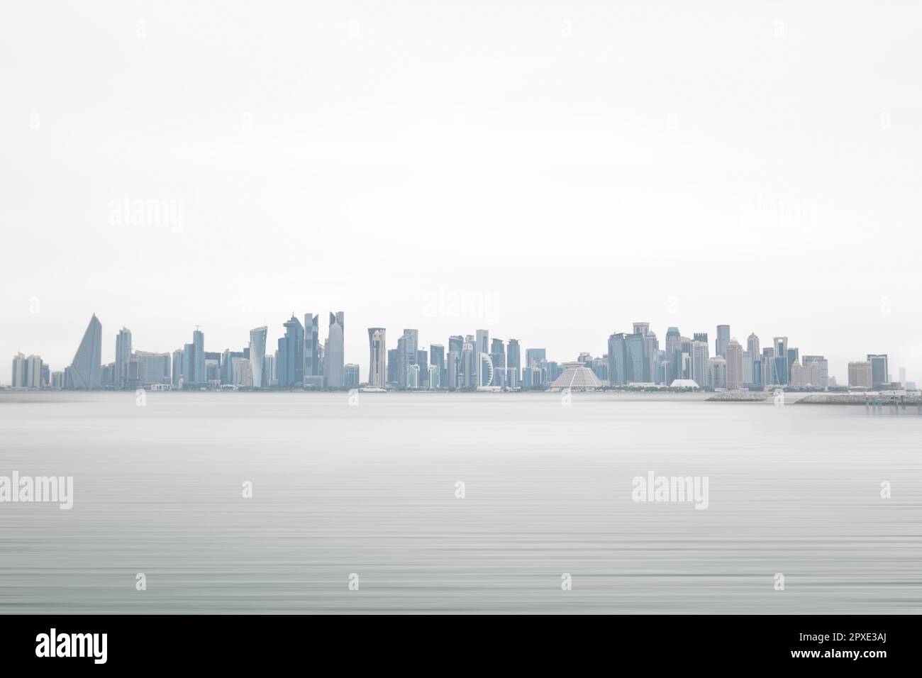 Doha, Qatar - April 2023: Panoramic cityscape view of Doha skyscrapers ...