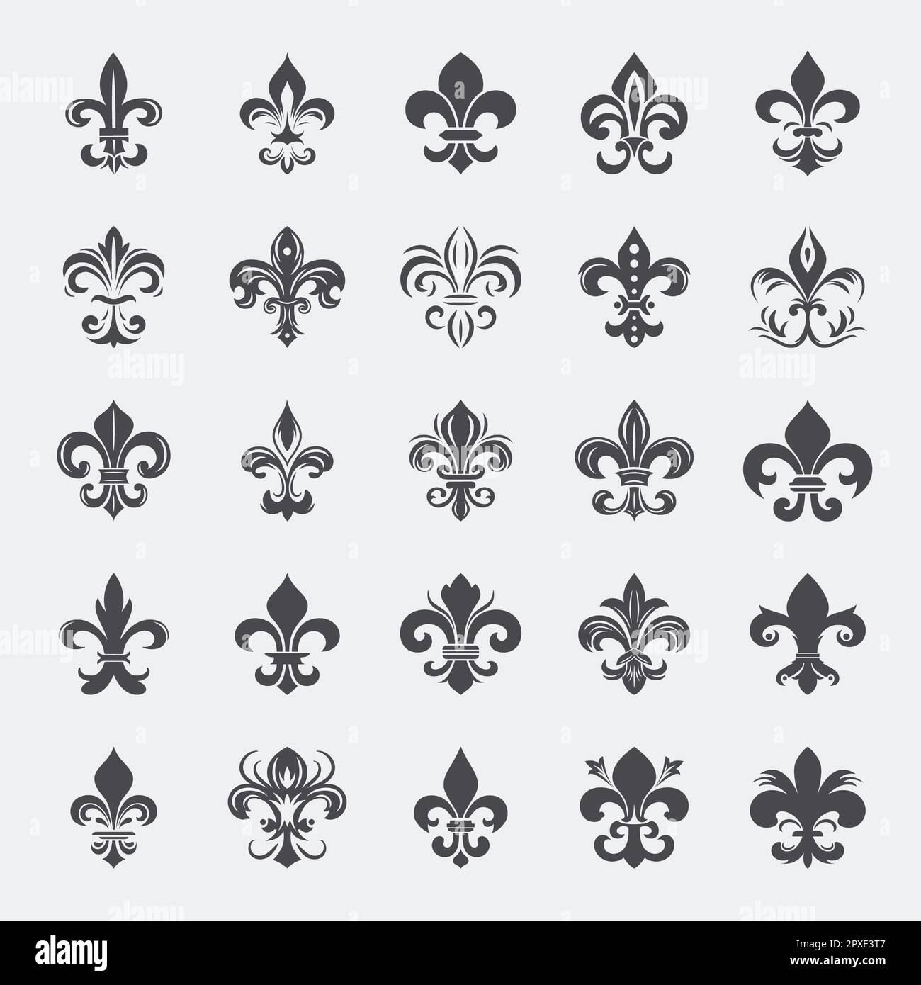 Fleur De Lis Set. Heraldic Lily Collection, Vector Illustration Stock ...