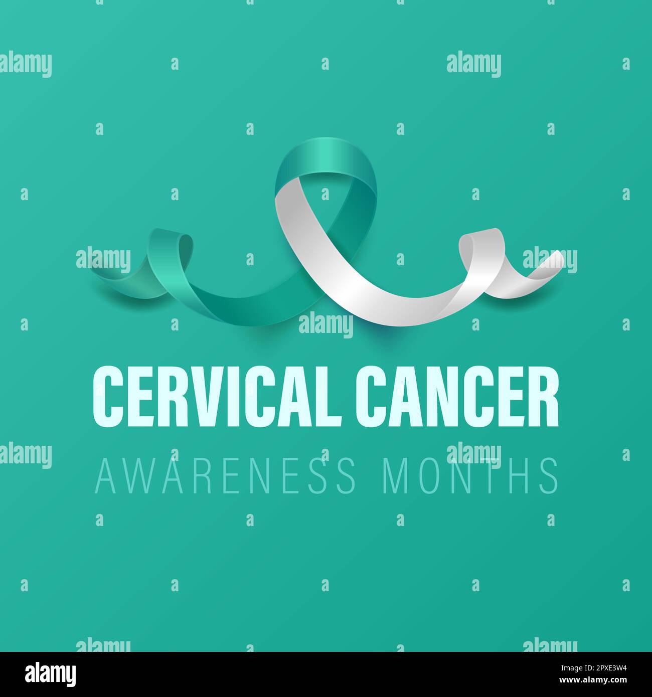 Cervical Cancer Banner, Card, Placard with Vector 3d Realistic Teal and ...