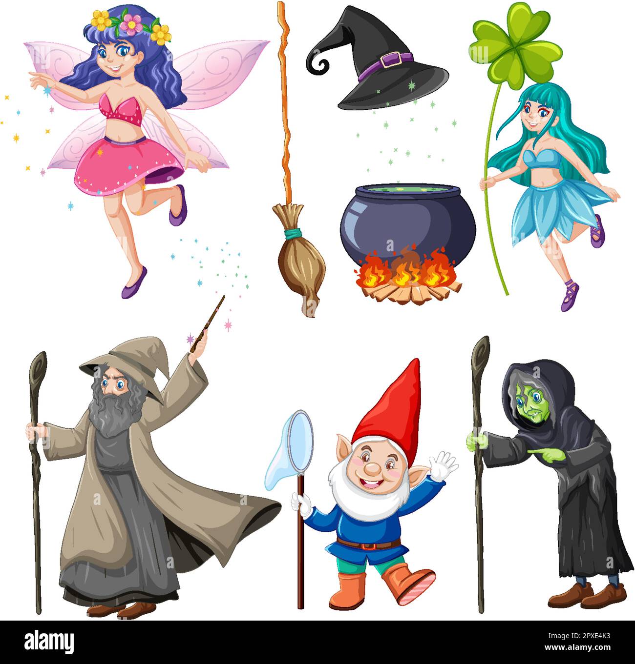 Fairy Cartoon Character Vector Set illustration Stock Vector Image ...